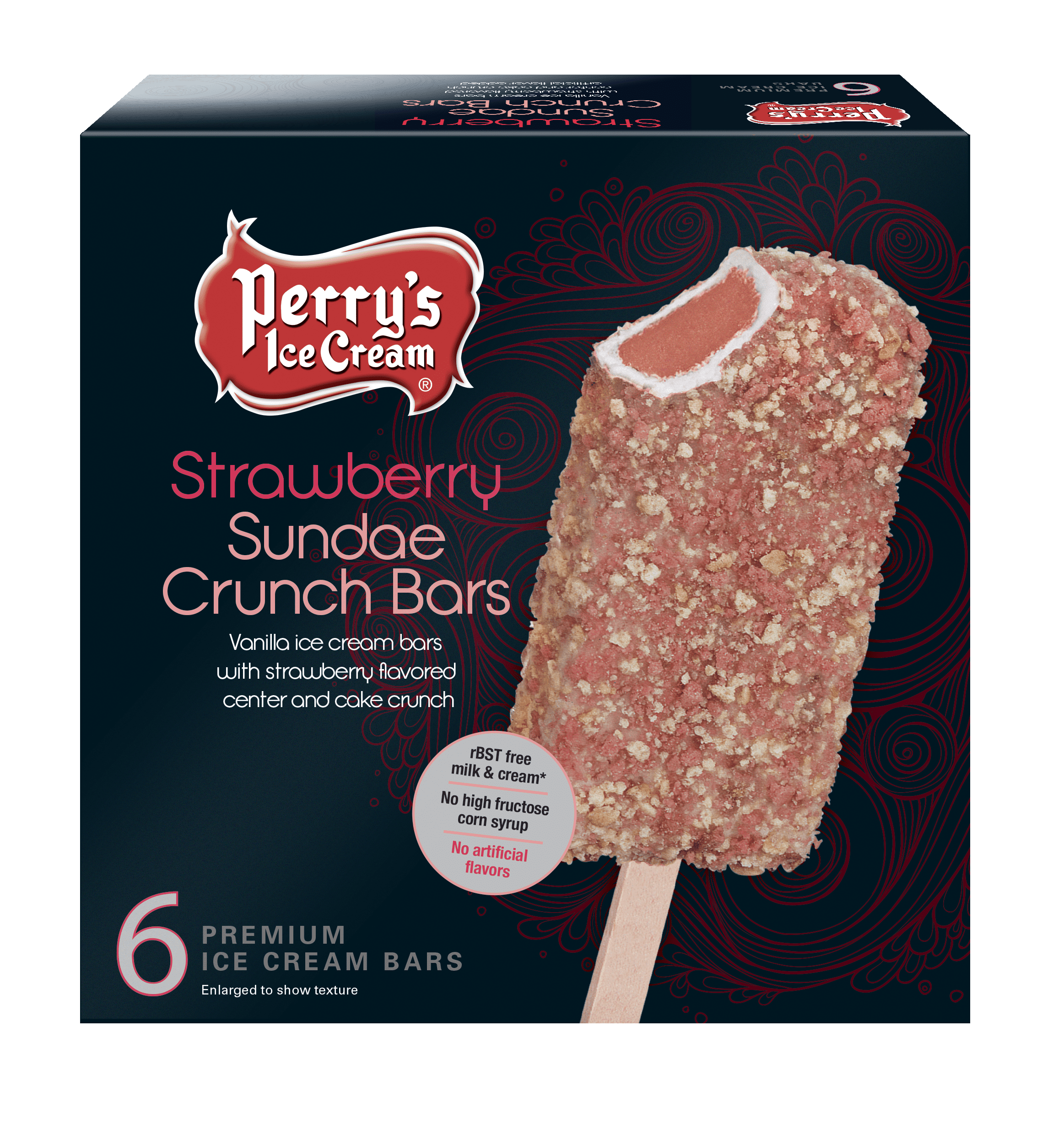 6 PK Strawberry Sundae Crunch Bars - Perry's Ice Cream