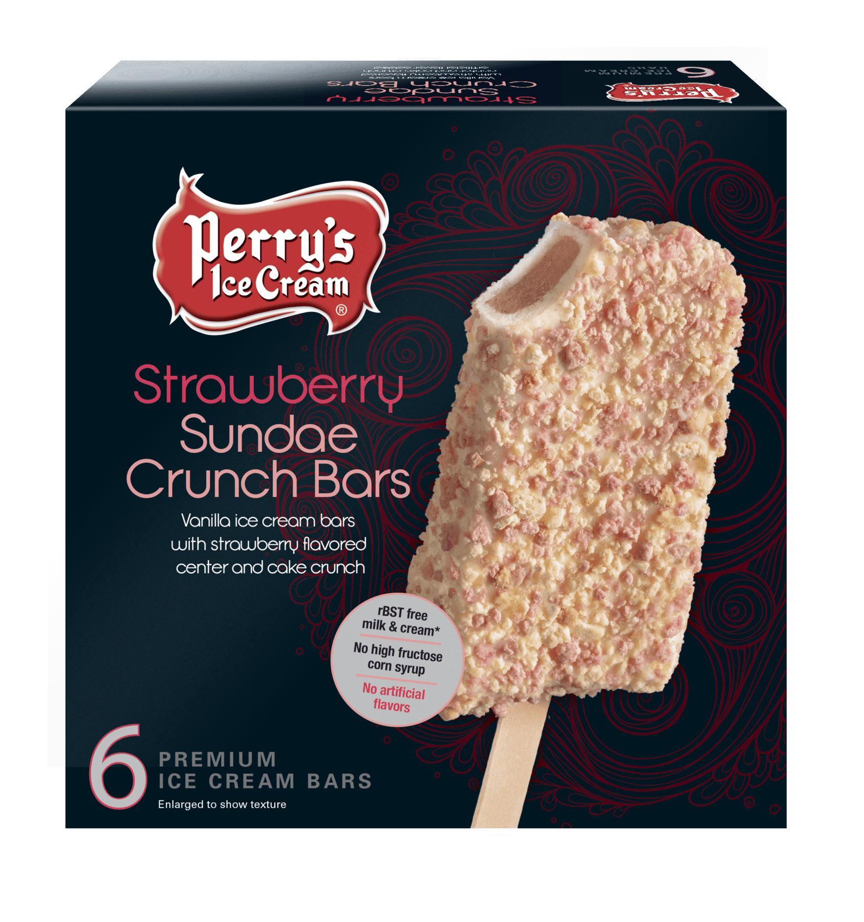 6 PK Strawberry Sundae Crunch Bars - Perry's Ice Cream