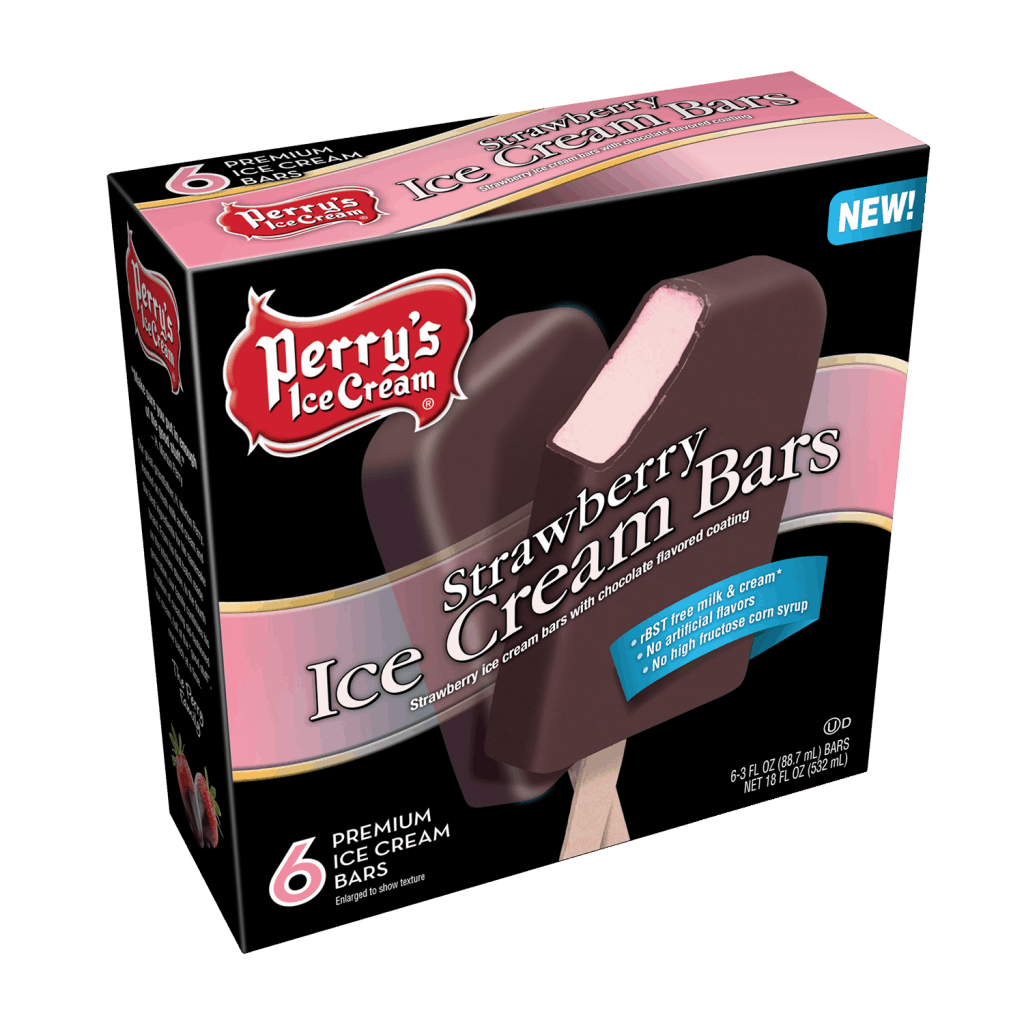 6 Pack Strawberry Ice Cream Bars - Perry's Ice Cream